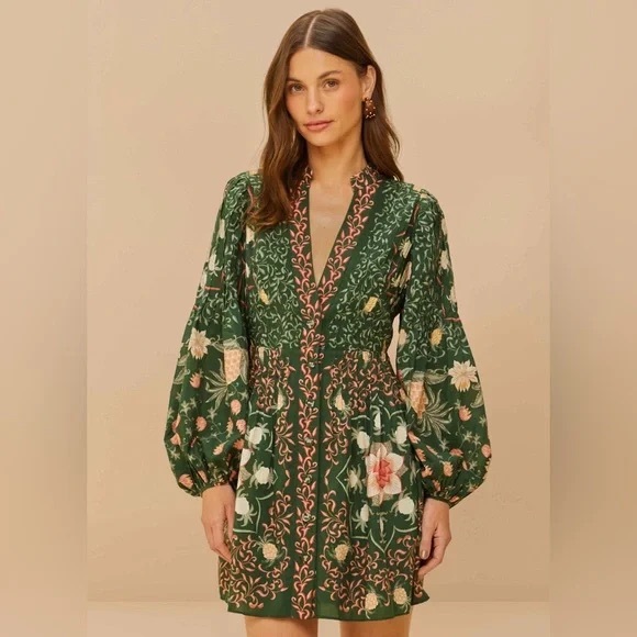 FARM Rio | Dresses | Farm Rio Green Pineapple Garden Long Sleevemini ...